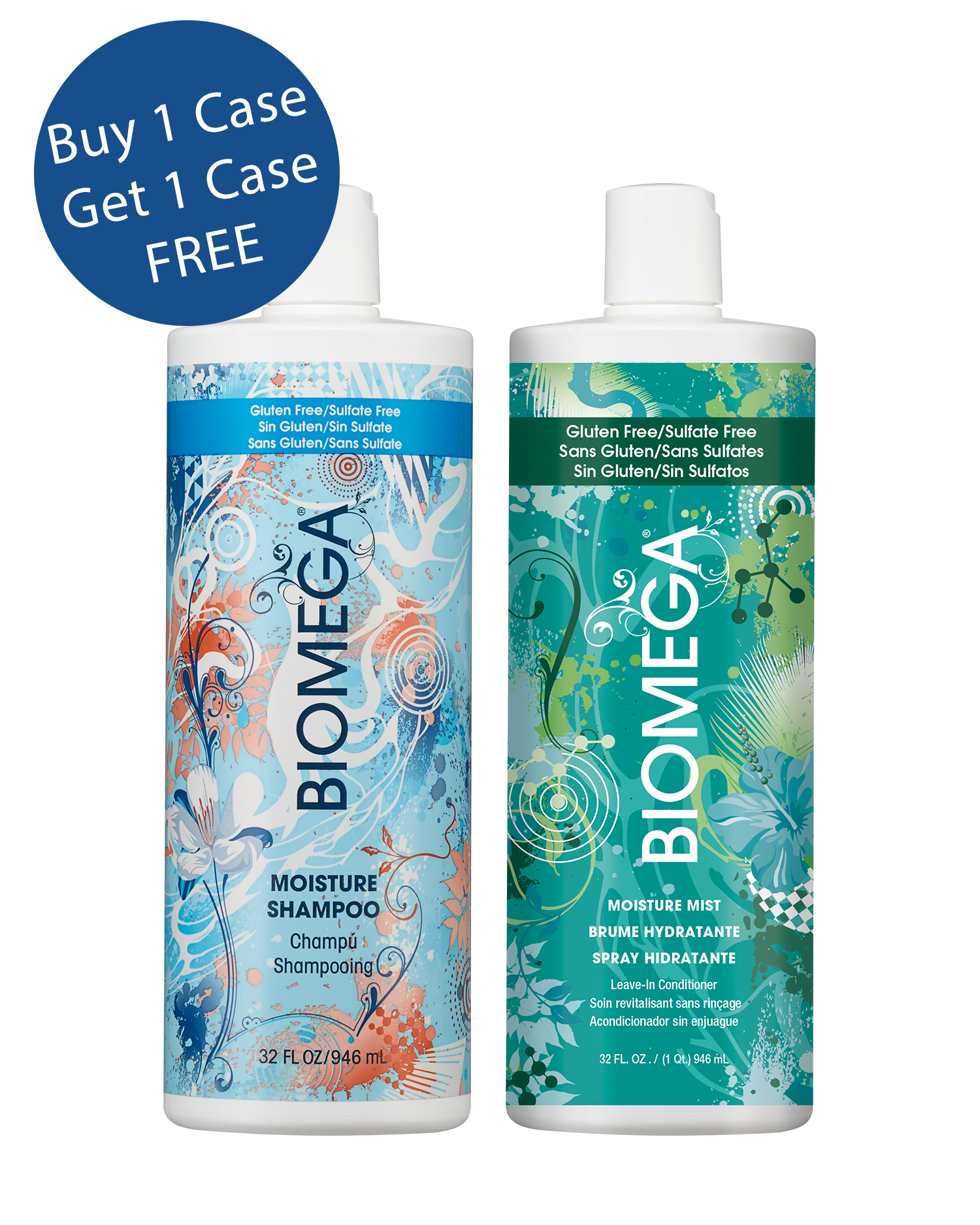 (12) BIOMEGA Moisture Shampoo - 32 oz. & (12) BIOMEGA Moisture Mist Le ...